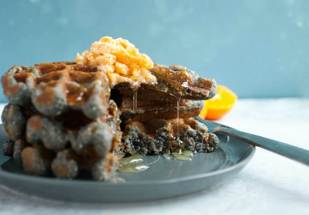 Blue Corn Honey Waffles Recipe - With Chili Honey Butter ~ Crunch Time ...