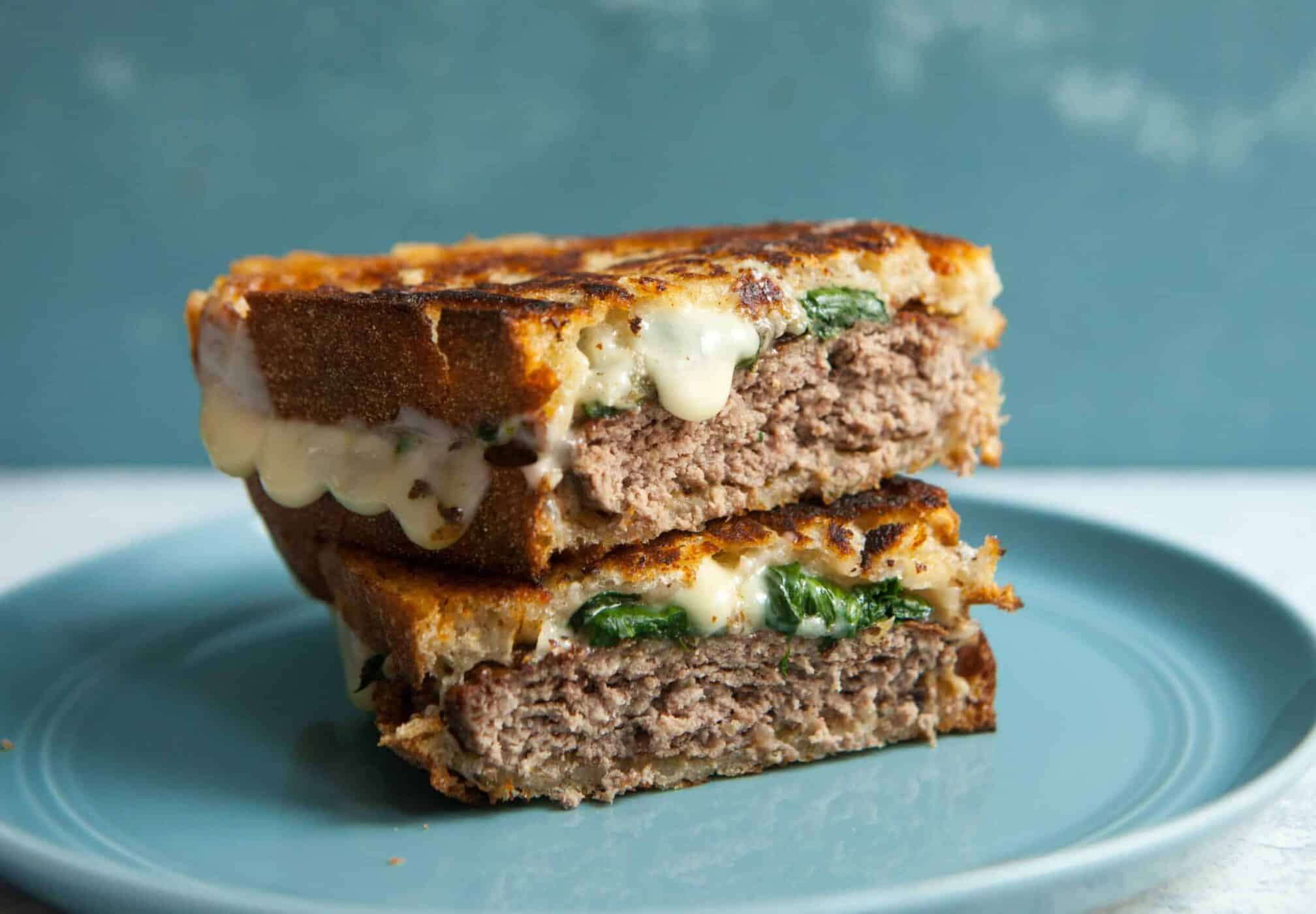 Homemade Patty Melt with Spinach and Fontina ~ Crunch Time Kitchen