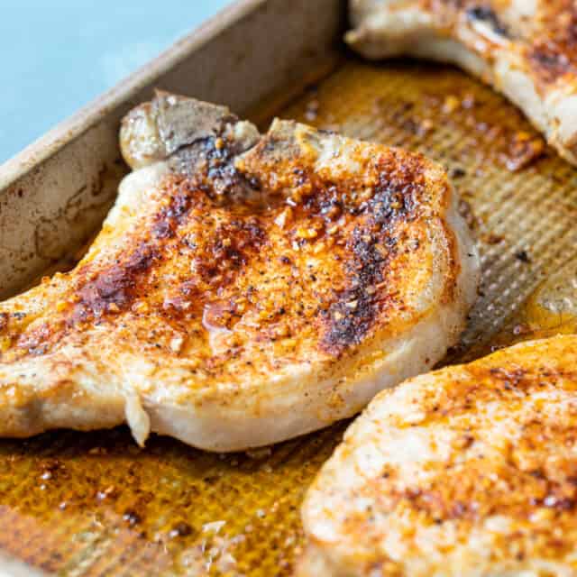 Easy Broiled Pork Chops - 10 minute dinner ~ Crunch Time Kitchen