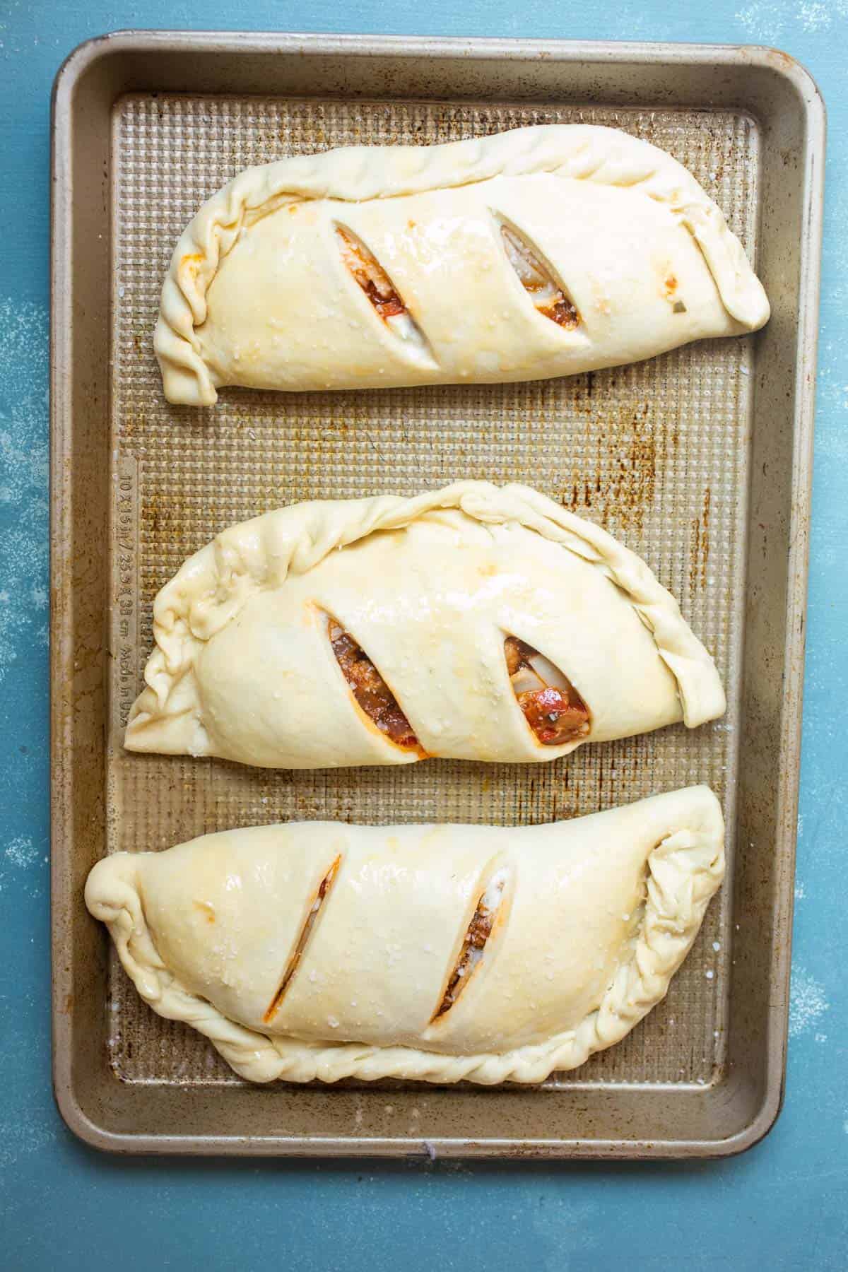 Turkey Sausage Calzones with Ricotta and Peppers ~ Crunch Time Kitchen
