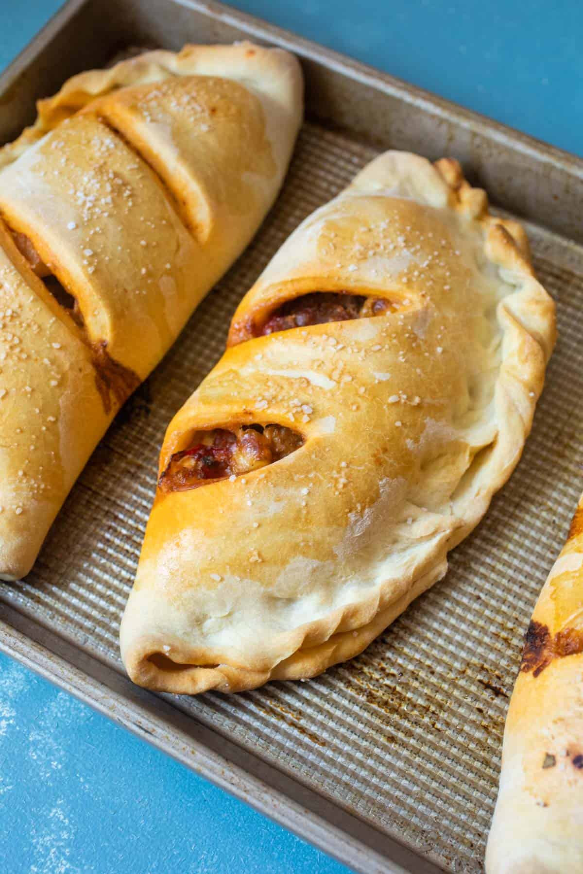 Turkey Sausage Calzones with Ricotta and Peppers ~ Crunch Time Kitchen