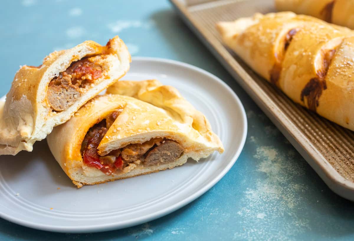 Turkey Sausage Calzones with Ricotta and Peppers ~ Crunch Time Kitchen