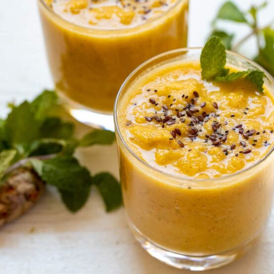 Mango Turmeric Smoothie with Fresh Ginger ~ Crunch Time Kitchen