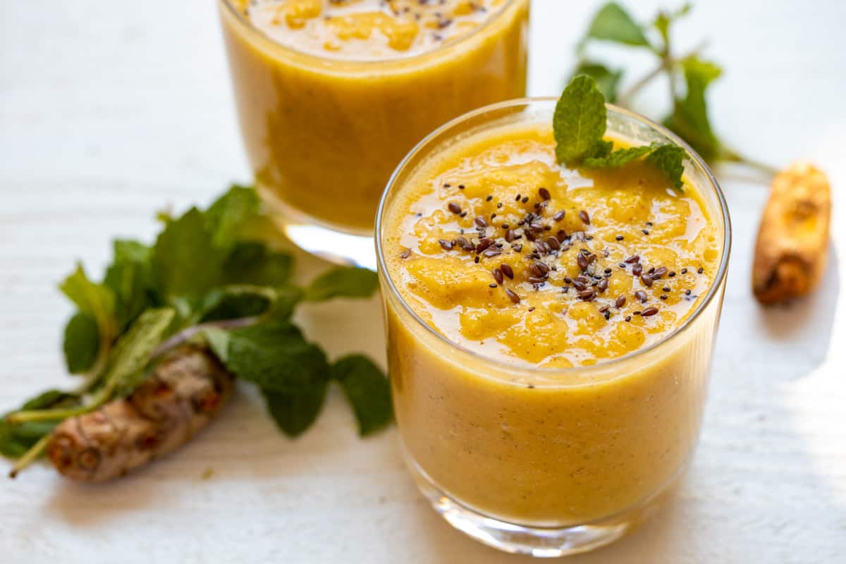 Mango Turmeric Smoothie with Fresh Ginger ~ Crunch Time Kitchen