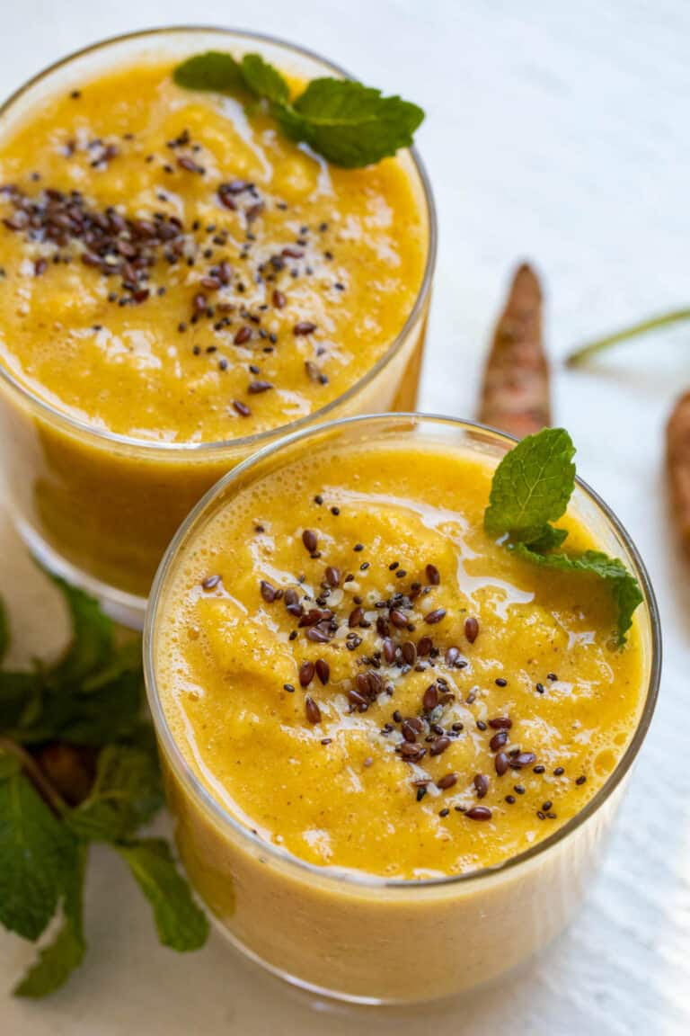 Mango Turmeric Smoothie with Fresh Ginger ~ Crunch Time Kitchen