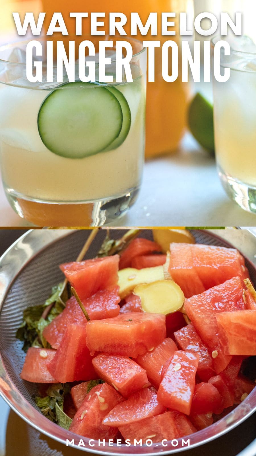 Watermelon Ginger Tonic - Refreshing Summer Drink ~ Crunch Time Kitchen