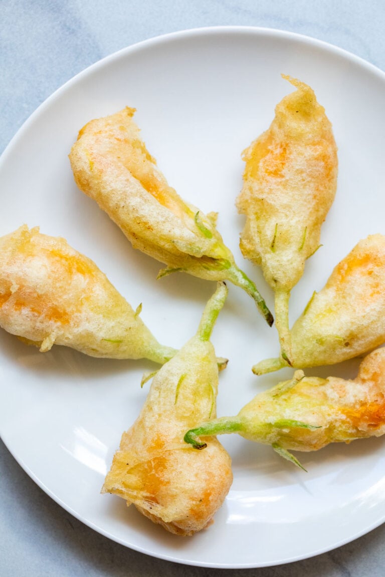 Tempura Squash Blossoms - Ricotta Stuffed ~ Crunch Time Kitchen