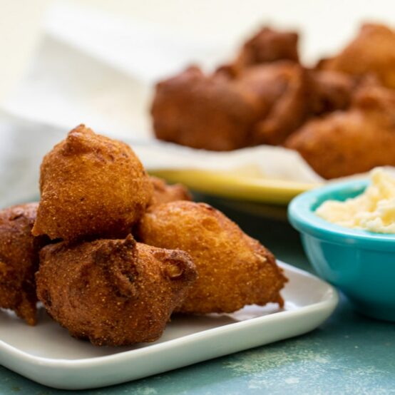 Sweet Corn Hush Puppies with Honey Butter ~ Crunch Time Kitchen