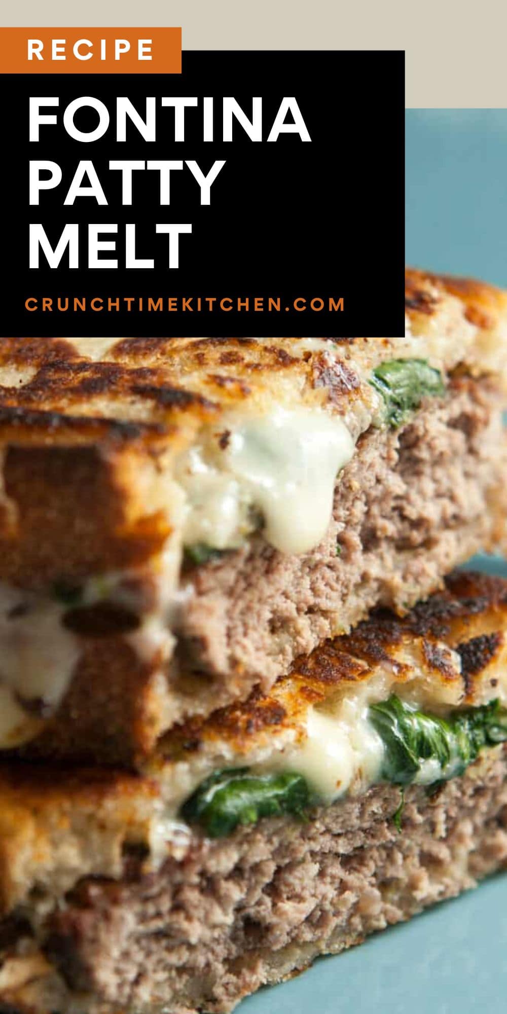 Homemade Patty Melt with Spinach and Fontina ~ Crunch Time Kitchen
