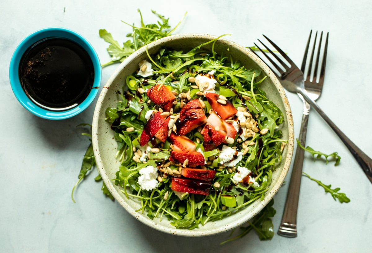 Strawberry Goat Cheese Salad with Balsamic Glaze ~ Crunch Time Kitchen