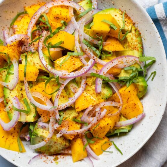 Easy Mango Avocado Salad with Red Onions and Tajin