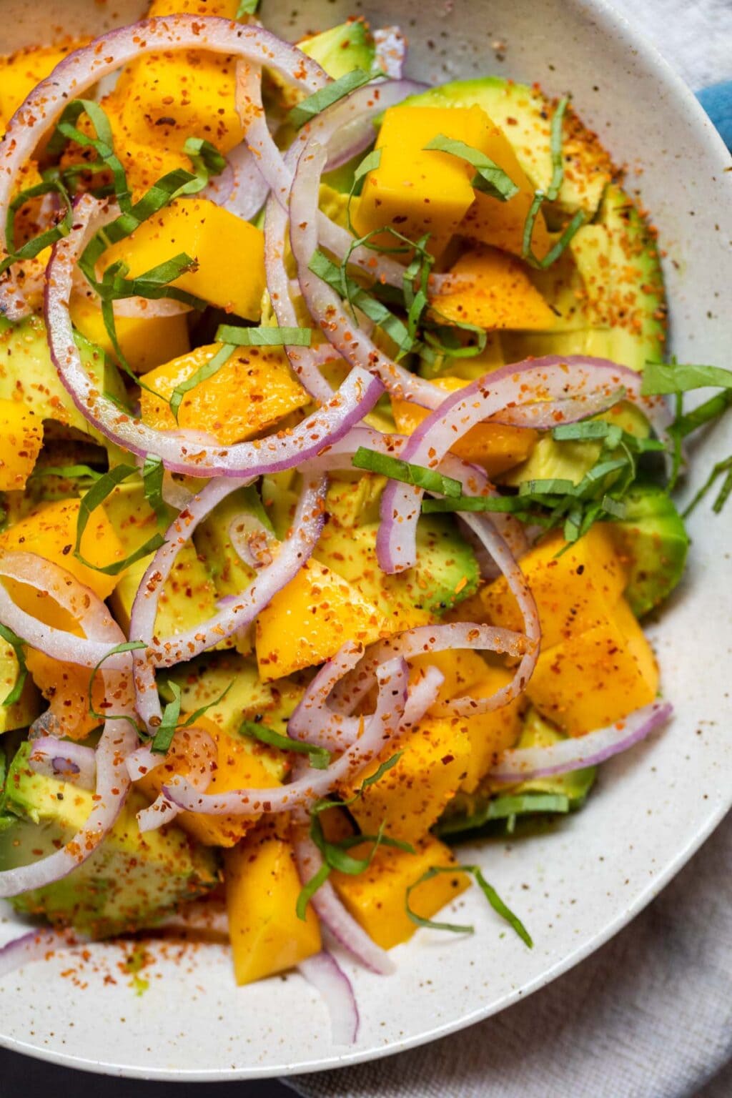 Easy Mango Avocado Salad with Red Onions and Tajin