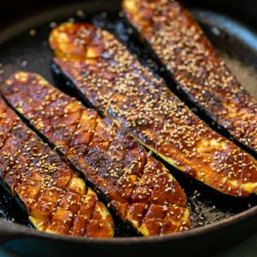 Gochujang Zucchini - Crosshatched and roasted