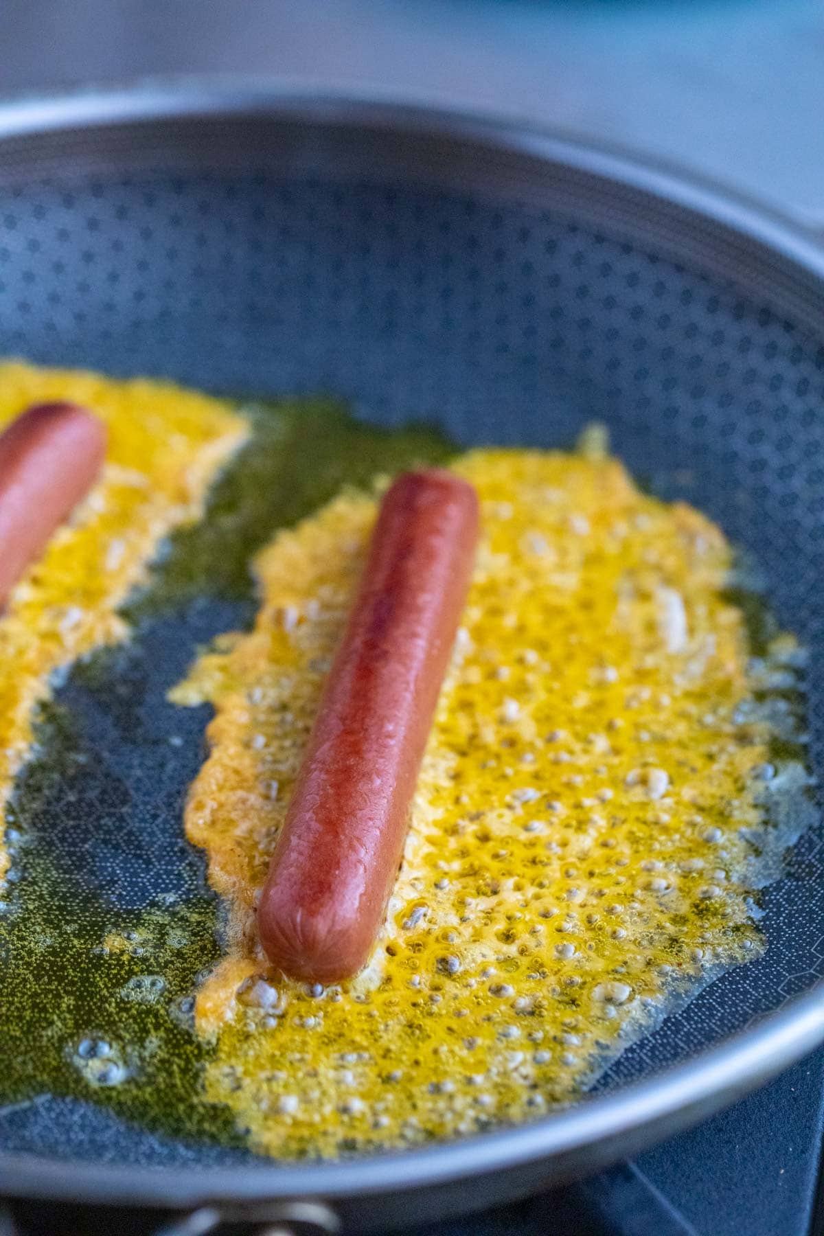 Cheese Blanket Hot Dogs - Crispy Cheese Wrapped Hot Dogs