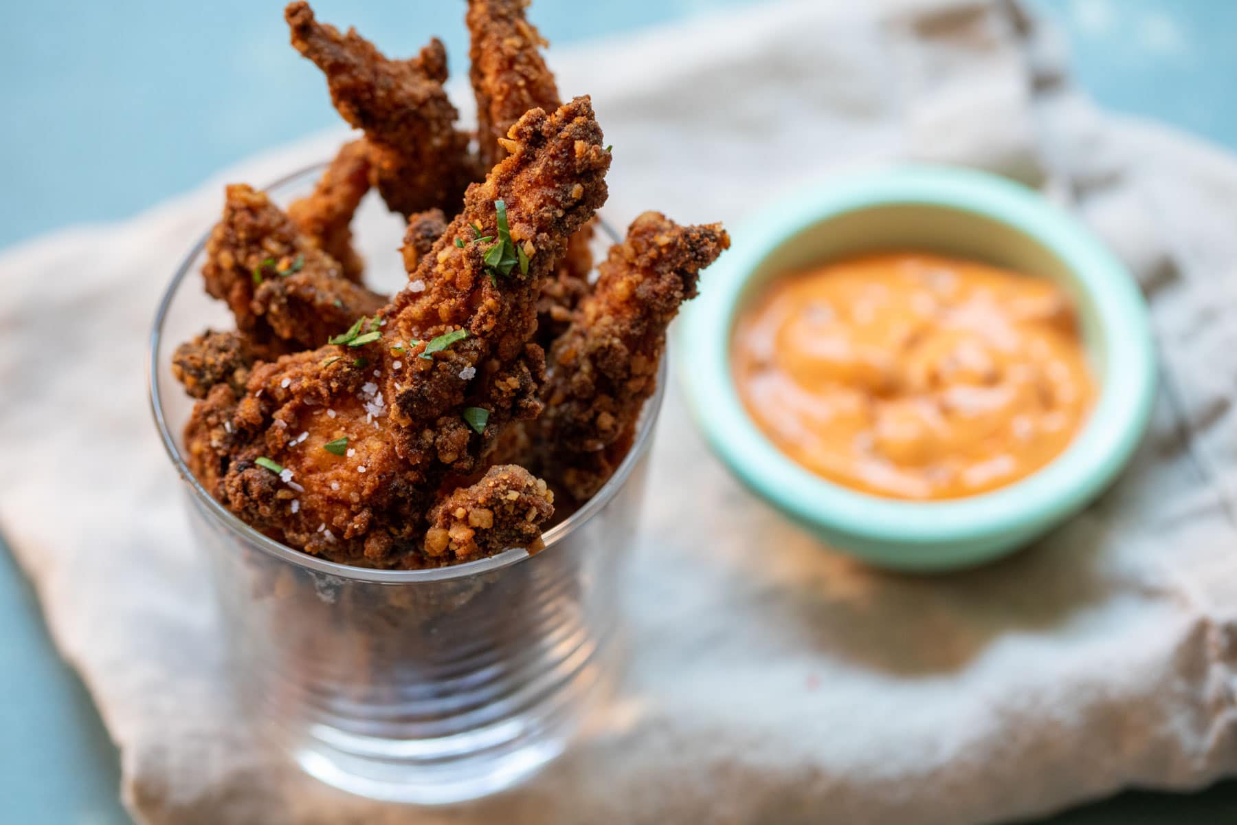 Homemade Chicken Fries with Pretzel Breading - Chili Crisp Ranch