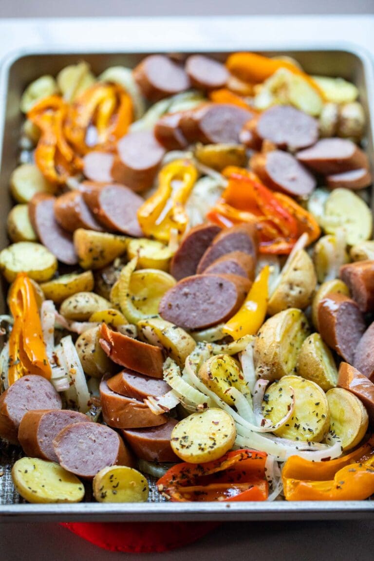 Sheet Pan Kielbasa Recipe with Fennel, Peppers, and Potatoes