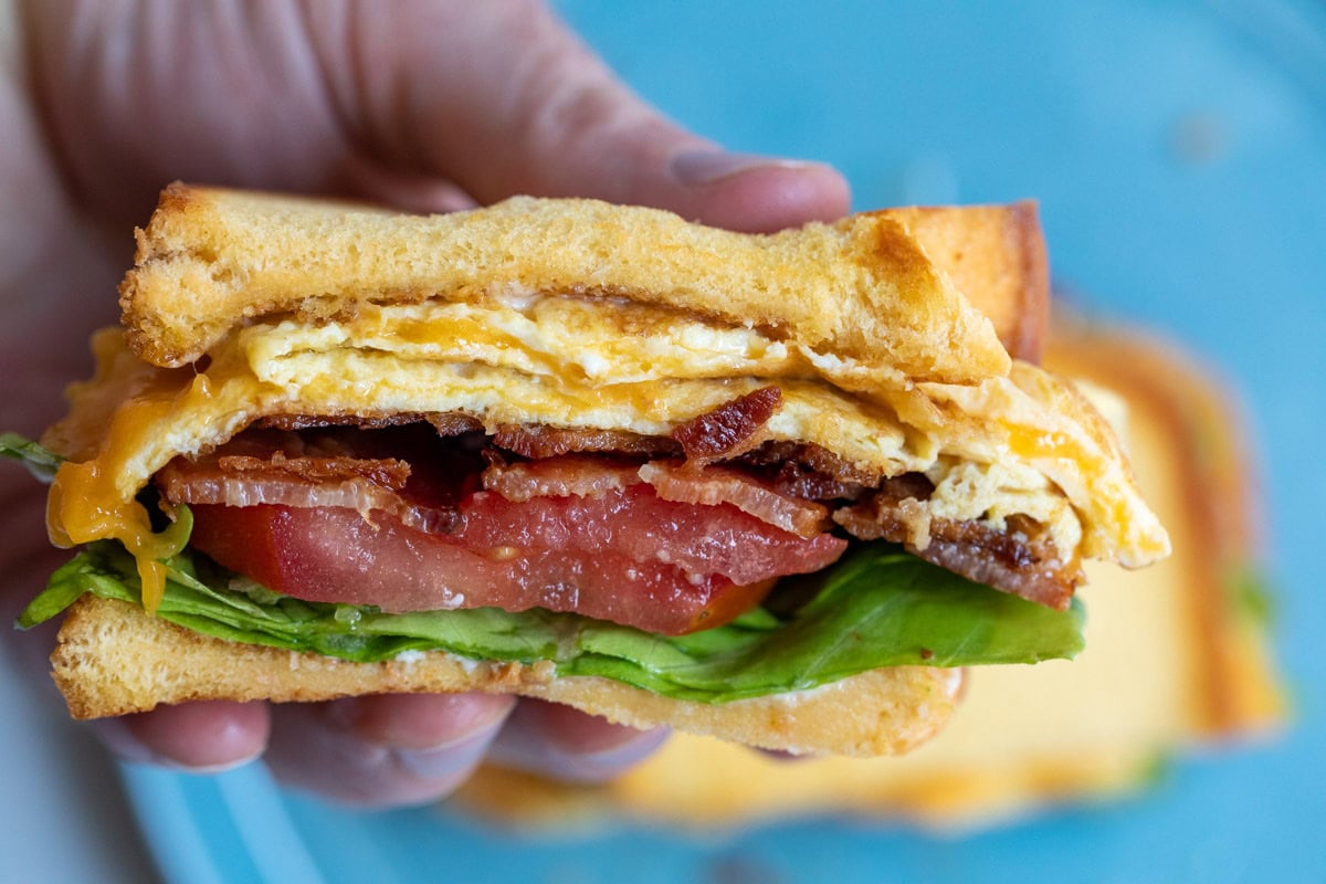 BLT Breakfast Sandwich - Crispy Bacon and Cheesy Eggs
