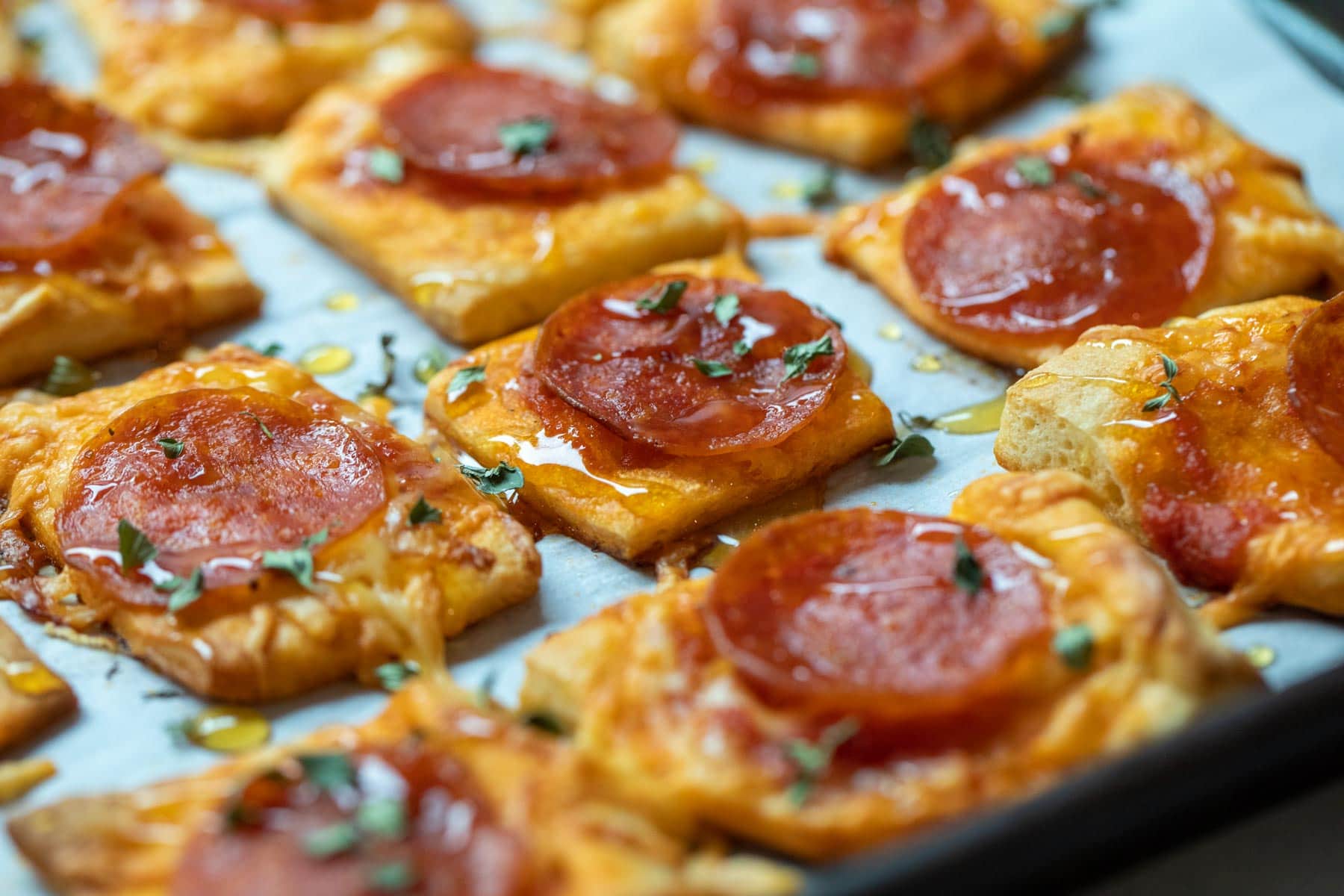 Hot Honey Pepperoni Pizza Bites - Crunch Time Kitchen